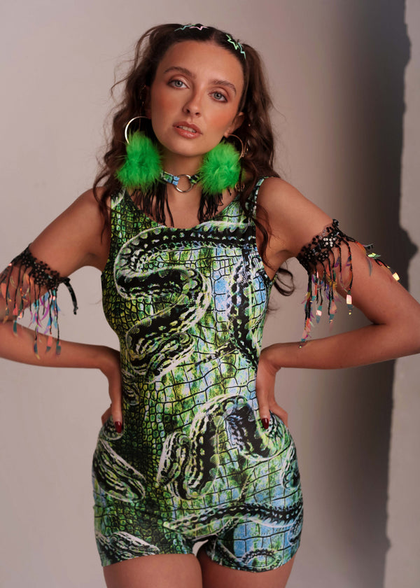 Green Venom Iridescent Arm Ties - Lime Blonde